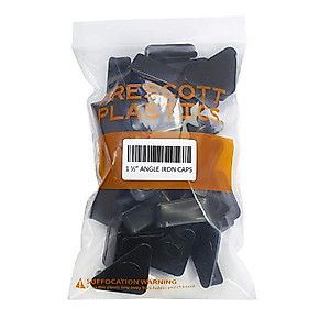 Prescott Plastics 1.5" Inch Angle Iron Plug Insert (10 Pack), Black L Shaped End Cap for Metal Tubing, Fence, Glide Insert for Pipe Post, Chairs and Furniture Legs
