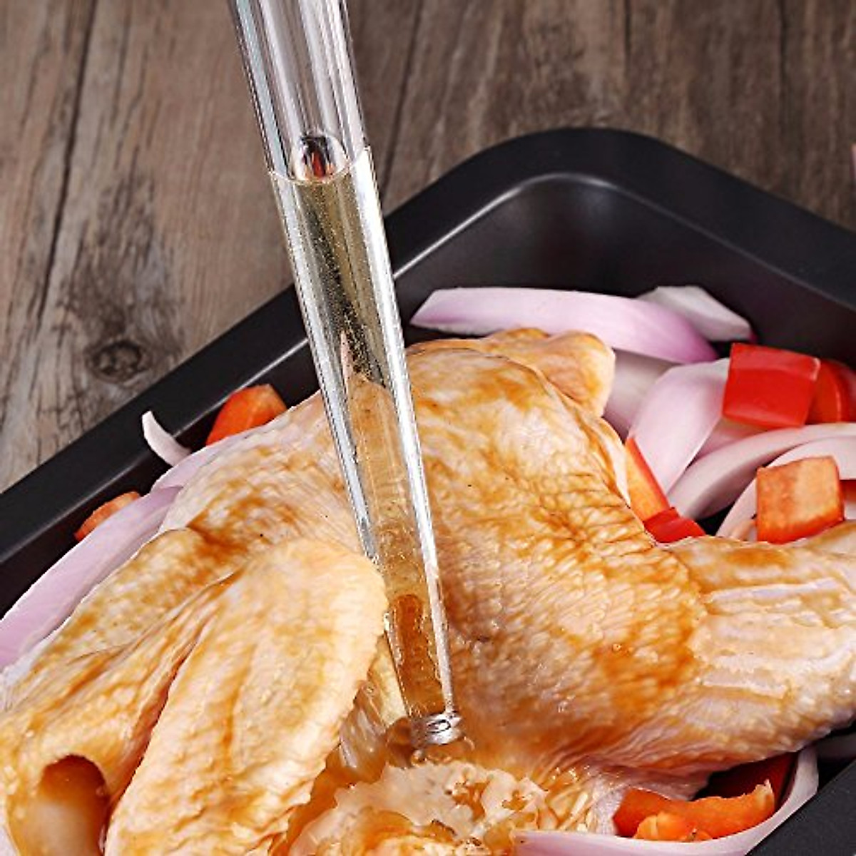 Long Turkey Basters for Cooking with Measurements, Only for Room Temperature Liquids, Blue and Black Color