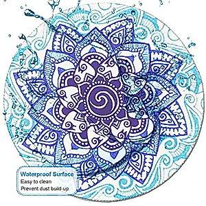 Mouse Pad, Round Mandala Mouse Mat, Non-Slip Rubber Base Mousepad with Stitched Edge, Waterproof Office Mouse Pad, Small Floral Mouse Mat (Mandala 3Pack)
