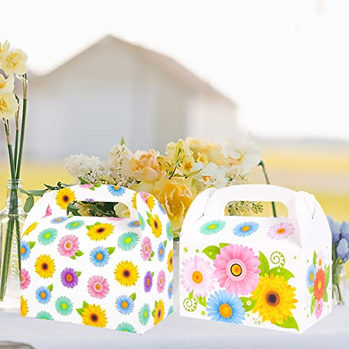 12 Pack Floral Party Favor Treat Boxes Flower Candy Goodie Gift Boxes for Birthday Party Presents Garden Party Bridal Shower Supplies