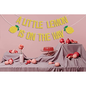 A Little Lemon is on the Way Banner Gold Glitter, Lemon Party Decorations, Lemon Baby Shower Banner, Fruit Baby Shower Banner, Lemon Baby Banner, Lemon Themed Baby Shower Birthday Party Decorations