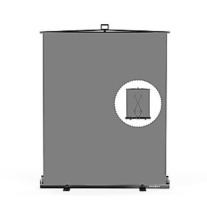 【Easy Set-Up】 RAUBAY 59.8 x 78.7in Collapsible Gray Backdrop Screen Portable Retractable Panel Photo Grey Background with Stand for Video Conference, Photographic Studio, Streaming