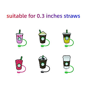 8mm Straw Covers Tips for Stanley Cup, 6Pcs Reusable Drinking Stanley Straw Topper, Splash Proof Straw Protector, Straw Cover Cap for Stanley Cup Accessories。