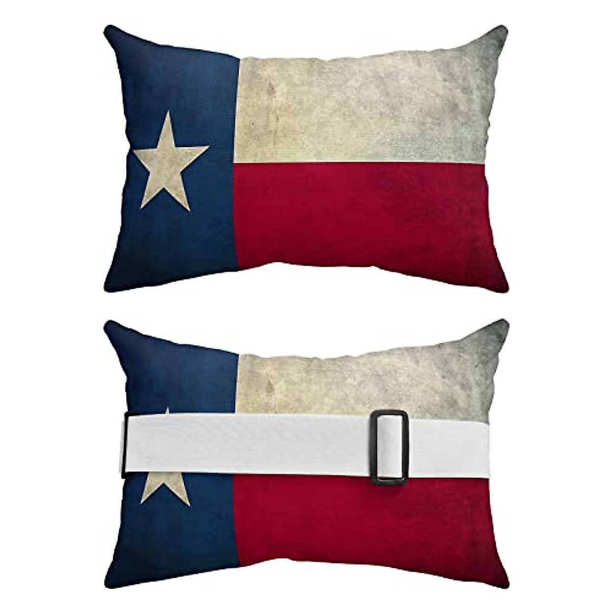 Recliner Head Pillow Ledge Loungers Chair Pillows with Insert Rustic America National Flag Lumbar Pillow with Adjustable Strap Outdoor Waterproof Patio Pillows for Beach Pool Chair, 2 PCS
