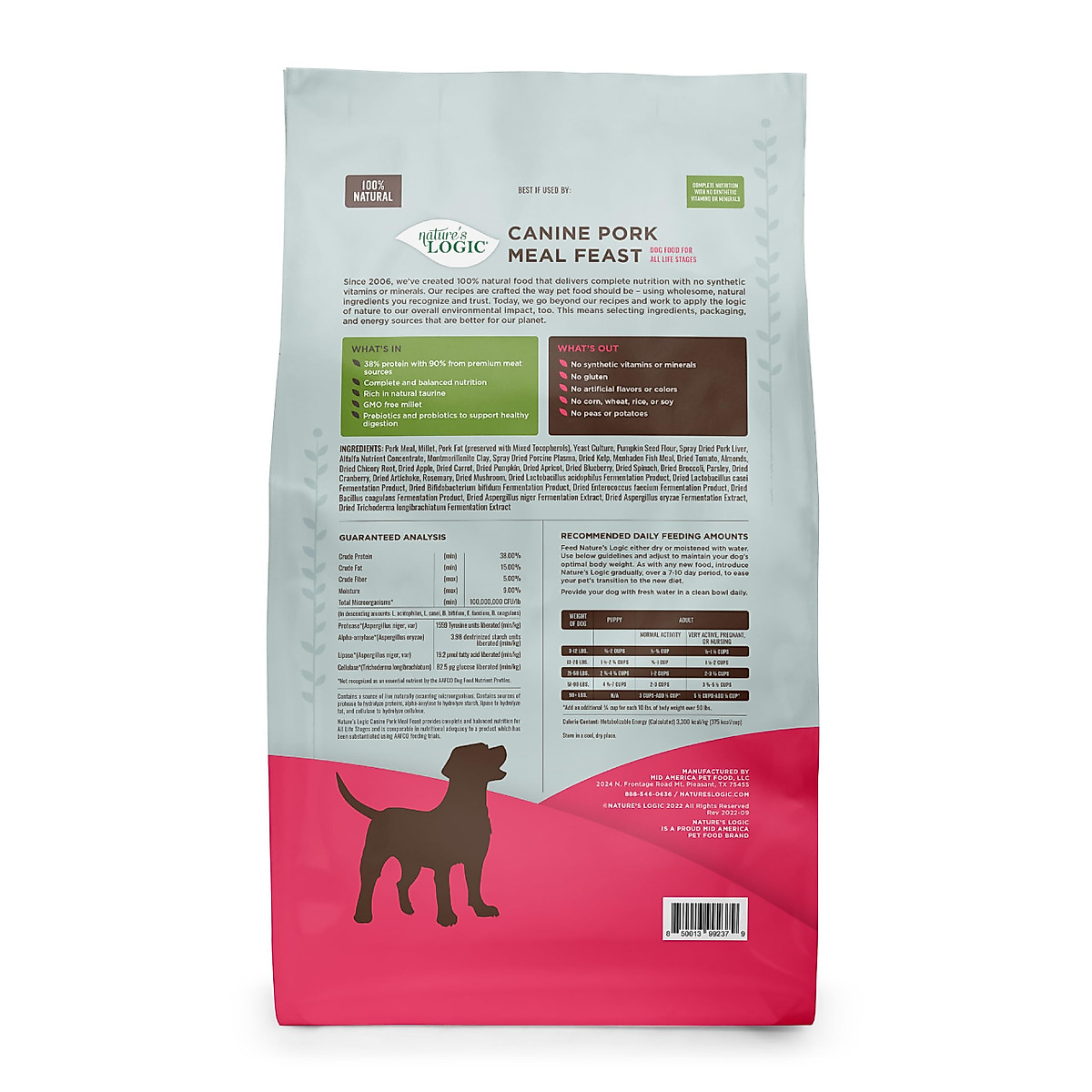 NATURE'S LOGIC Dog Food Canine Meal Feast, Pork
