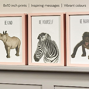 FUNNY PARTY PIECES Set of 6 Safari Animal Prints - Nursery Bedroom Decor For Children Baby, Nursery Wall Art - Jungle Safari Decor - Cute Prints With Inspiring Messages