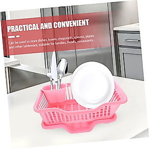 HAKIDZEL 1 Set Kitchen Shelf Dish Drain Sink Sponge Holder Dish Rack Small Dish Drying Rack Plastic Cutlery Stainless Steel Tray Household Draining Rack Dish Plate Basket Storage Basket Abs