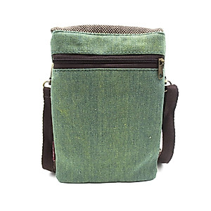 Cute Small Mini Double Pockets Crossbody Shoulder Messenger Bag Cell Phone Pouch Travel Purse Wallet Green