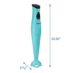 Elite Gourmet EHB-2425BL Aqua Electric Immersion Hand Blender, 150 Watts, For Soups, Sauces, Baby Food, Blue