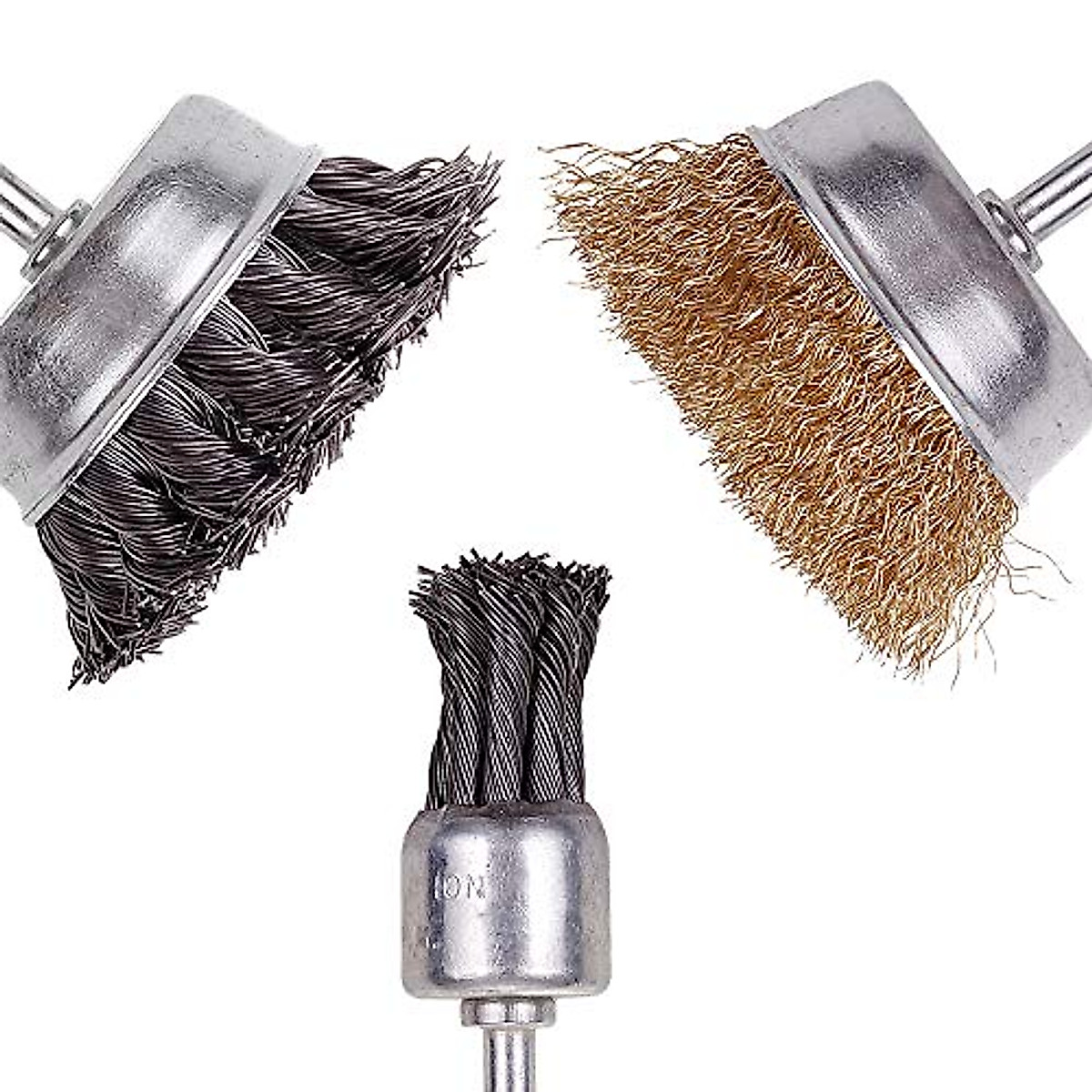 Rocaris 6 Pack Wire Wheels Brush, 3 Inch Knotted and Plated Crimped and 1-Inch Carbon Knot Wire End Brush, Cup Wire Wheels Brush Set Perfect For Removal of Rust/Corrosion/Paint