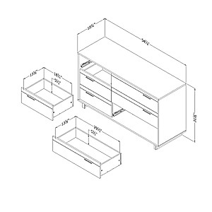South Shore Fynn 6-Drawer Double Dresser, 0, Gray Oak