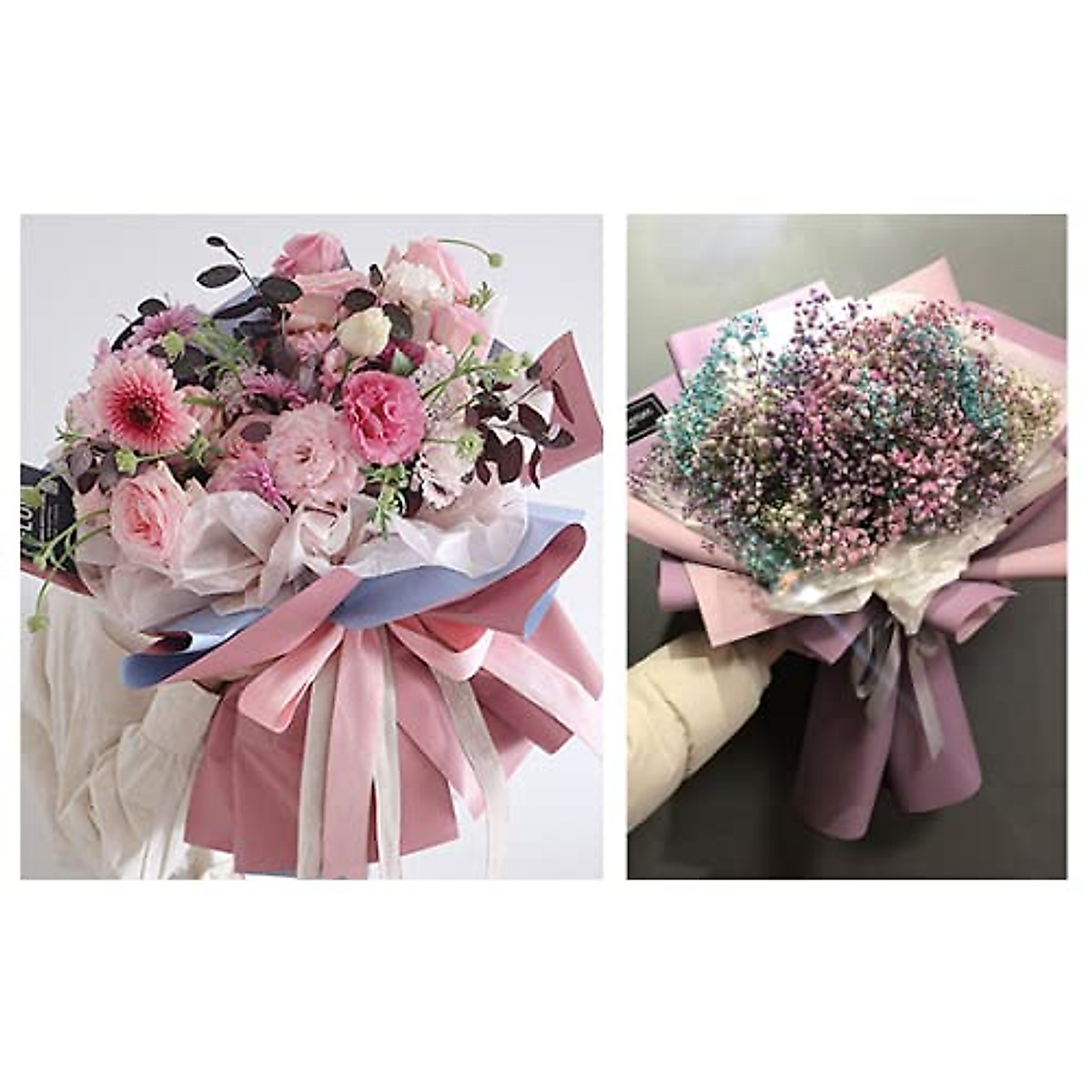 Rikyo 24 Counts Waterproof Fresh Flowers Wrapping Paper,Double-Sided Packaging Florist Bouquet Paper,Valentine's Day Flower Bouquets Wrapping Paper 12 Colors 22.8 x 22.8