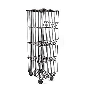Cbhfmljd 4-Tier Wire Shelving Rack Shelf Household Kitchen Storage Metal Shelf Organizer, Non-Slip Pads and Removable Sliding, Waterproof and Ventilated for Pantry Closet Kitchen Laundry