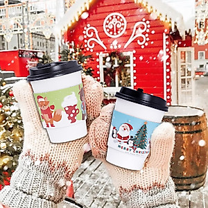 Smarimple Christmas Coffee Cup Sleeves 40 Count Hot Chocolate Cocoa Paper Cup Sleeves, Double-Layer Protective Heat Cold Drinks Insulated for Tea Cold Beverage Fits 12 oz to 20 oz Cups, 5 Designs