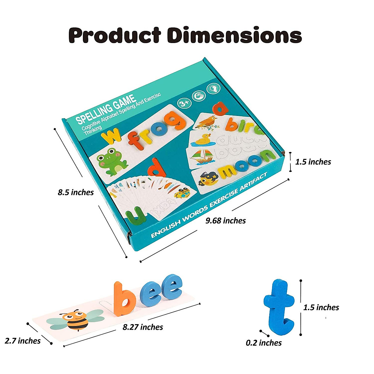 MoinKidz See & Spell Matching Letter Toy Learning Educational Toys for 3 4 5 6 Years Old Boys and Girls Preschool Learning Activities Shape & Color Recognition Game CVC Word Builders for Kids