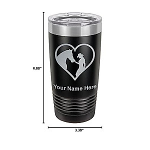 LaserGram 20oz Vacuum Insulated Tumbler Mug, Horse Cowgirl Heart, Personalized Engraving Included (Black)