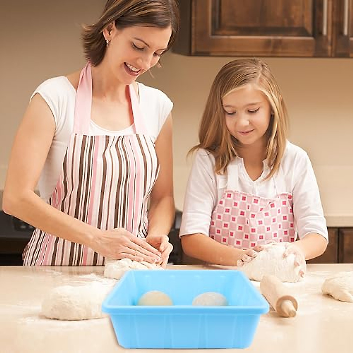 LUVCOSY 3 Packs Pizza Dough Proofing Box Tray, Home Pizza Dough Containers, Stackable Pizza Storage Container, 1.6 Gal Durable Dough Tray for Pizza, BPA Free, Dishwasher Safe, 12" x 12" x 3.5" (Blue)