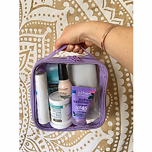 EzPacking Clear TSA Approved 3-1-1 Travel Toiletry Bag for Carry On/Quart Size Transparent Liquids Pouch for Airport Security/Reusable See Through Vinyl & PVC Plastic Organizer Men Women (Lilac)