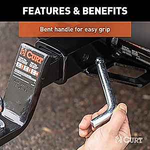 CURT 21504 Trailer Hitch Pin & Clip with Grooved Head, 5/8-Inch Diameter, Fits 2-Inch Receiver