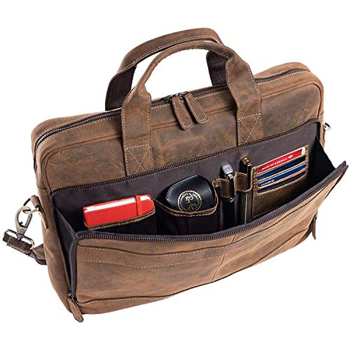 Leather Briefcase 18 Inch Laptop Messenger Bags for Men and Women Best Office School College Briefcase Satchel Bag