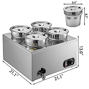Commercial Soup Warmer 29.6 Qt Capacity, Electric Food Warmer Stainless Steel with Tap