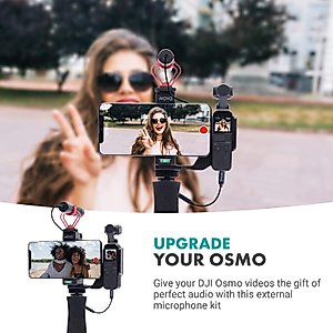 Movo VXR10 Universal Video Microphone Bundle with Dongle Adapter - Compatible with DJI OSMO Pocket 1 and 2 - DJI OSMO Mic for Vlogging, Journalism, YouTube Video Recording, and More
