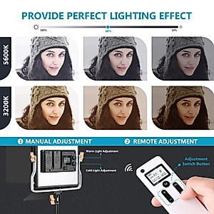 Neewer Advanced 2.4G 480 LED Video Light, Dimmable Bi-Color LED Panel with LCD Screen and 2.4G Wireless Remote