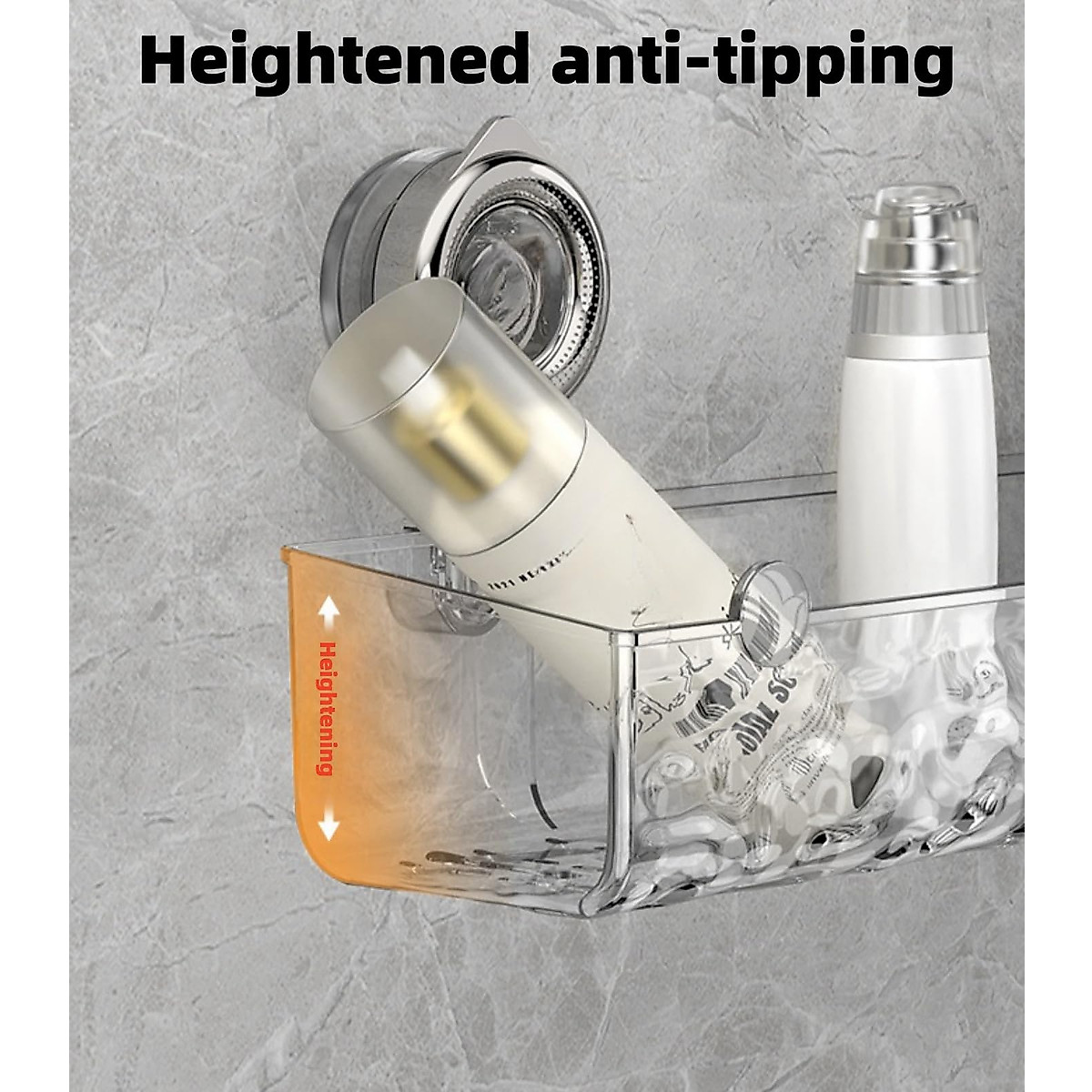 ROKIE Shower Caddy Suction Cup Storage Rack Clear Acrylic Shower Shelves Glacier Water Ripples Corner Shelf For Bathroom Shower Accessories (J)