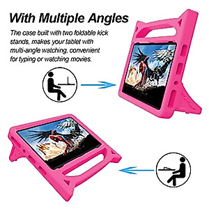 All-New Fire HD 10 & Fire HD 10 Plus Tablet Case for Kids(11th Generation, 2021 Release),Lightweight Shockproof Kid-Proof Cover with Stand Kids Case for Amazon Fire HD 10 Tablet&Kids Pro Tablet,Rose