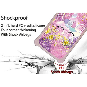 jioeuinly TCL ION V Case Compatible with TCL ION X Phone Case TCL 40Z 40 Z Phone Case T607DL Cover [with Tempered Glass Screen Protector][Ring Support][Gold Glitter+Luminous] JSF-DJS