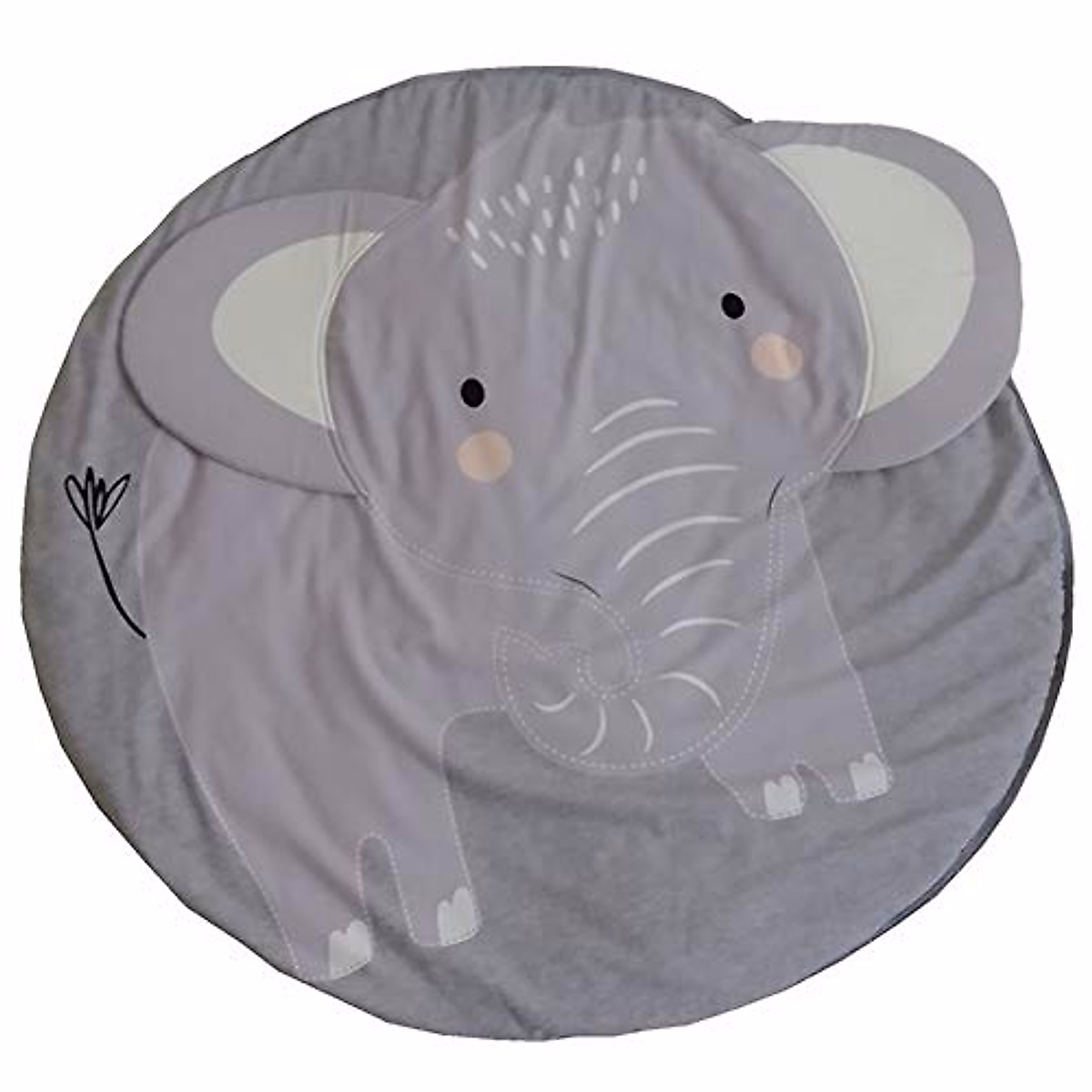 Ustide Nursery Kids Rug Creeping Crawling Mat Elephant Baby Rug Childrens Floor Area Rug Mat 100% Cotton Baby Crawling Mat Round Infants School Carpet Decor, Gray Round Cartoon Mat