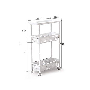 CZDYUF Gap Kitchen Storage Rack Shelf Slim Slide Tower Movable Assemble Thickened Plastic Bathroom Shelf Wheels Space Saving Organizer