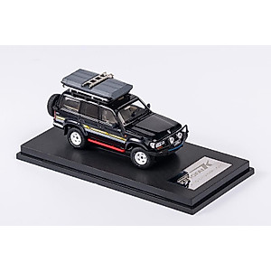 FloZ for KengFai for Toyota for Land Cruiser for LC80 Off-Road Vehicle Pearl Black Off Road Edition 1:64 Truck Pre-Built Model