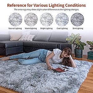 Aternoon 5.3 x 7.5 Feet Shag Area Rugs, Super Soft Fluffy Shaggy Rug Floor Carpet for Living Room, Children Bedroom, Nursery Play Room, Home Decor, 5x8