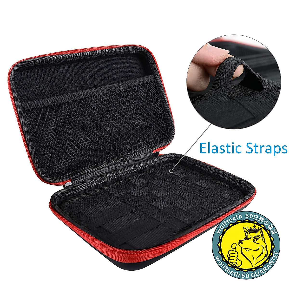 Wolfteeth 8 inch Vapor Case Black Hard Shell Vapor Pouches Supplies Organized Accessories Vape Bag Fits Coils Tank Holder Vaporizer Holster Valentines Day Gifts (Empty Case Only) Red Zipper 1226