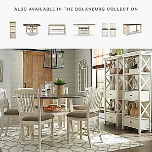 Signature Design by Ashley Bolanburg 24" Counter Height Farmhouse Barstool, 2 Count, Antique White