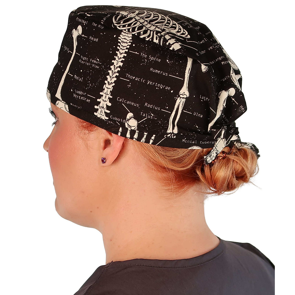 Sparkling EARTH Human Body Skeleton (Glows in The Dark) - Unisex Classic Surgical Style Scrub Working Cap - - 100% Cotton - Made in USA!