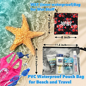 QWREOIA 6 Pcs Diaper Bag Organizing Pouches Set Floral Print, Insert for Clothes, Bottles, Wet Bag Cloth Diapers, & Baby Essentials Clutchb Waterproof Wet Dry Bag - Travel Bag for toiletries…