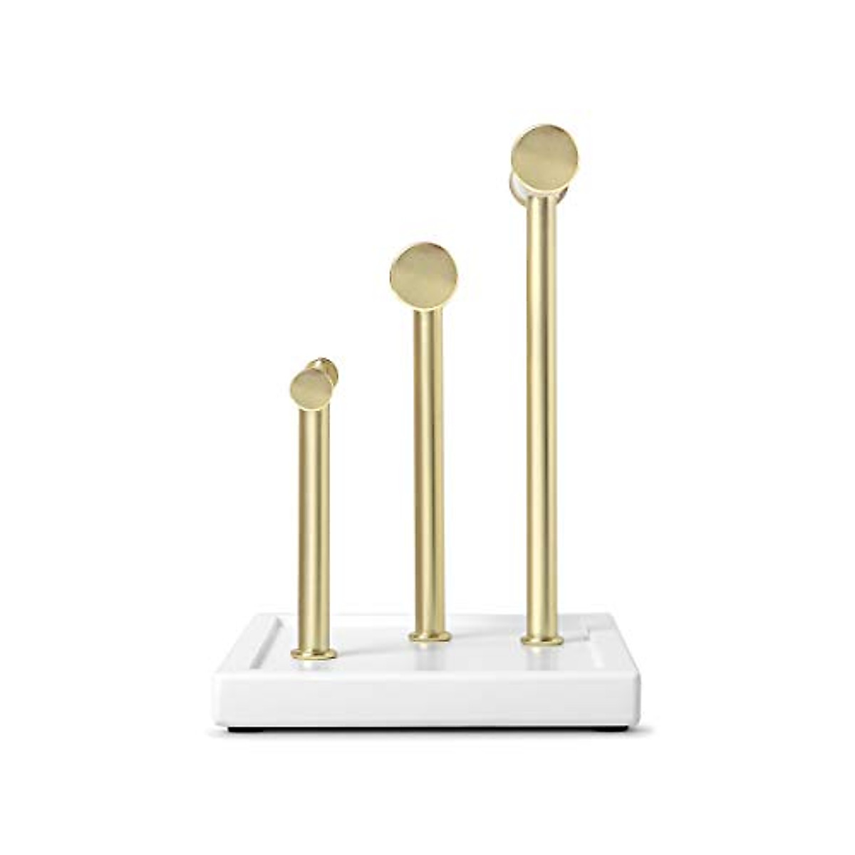 Umbra Trigem Three Tiered Tabletop Organizer for Necklace, Bracelets and Earrings, 3, White Brass