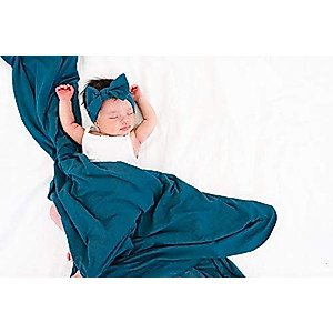 Large Premium Knit Baby Swaddle Receiving Blanket "Steel" by Copper Pearl