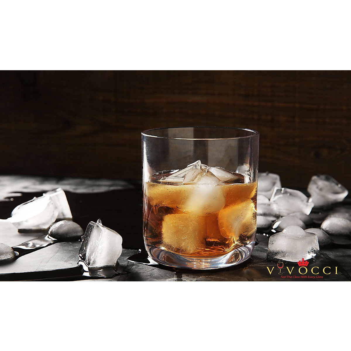 Vivocci Unbreakable Tritan Plastic Rocks 12.5 oz Whiskey & Double Old Fashioned Glasses | Thumb Indent Base | Ideal for Bourbon & Scotch | Perfect For Homes & Bars | Dishwasher Safe Barware | Set of 2
