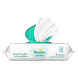 Pampers Sensitive Wipes Travel Pack 56 Count, (Pack of 8)