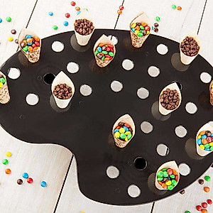 Restaurantware 16 x 13 x 3 Inch Ice Cream Cone Holders 4 Palette Design Popcorn Cone Holders - 35 Holes With Legs Black Plastic Cone Stands Display Candy Or French Fries For Parties And Events