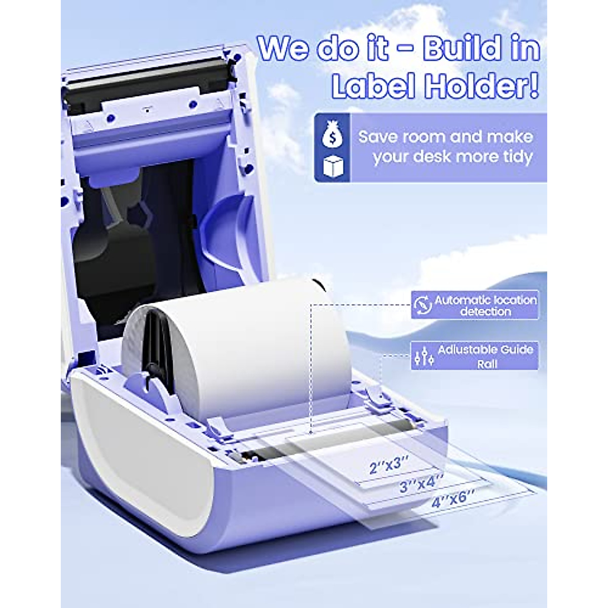 Bluetooth Shipping Label Printer 4X6 - Wireless Thermal Label Printer for Shipping Packages & Small Business - Thermal Shipping Label Printer Support with Phone, Compatible with Etsy , Shopify, UPS