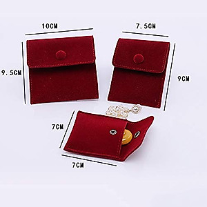 Cren Pack of 9 Velvet Jewelry Pouch 3 Sizes Portable Jewelry Gift Bags With Snap Button