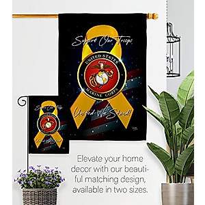 Breeze Decor Support Marine Corps Garden House Flag Kit Armed Forces USMC Semper Fi United State American Military Veteran Retire Official Decoration Banner Small Yard Gift Double-Sided, Made in USA