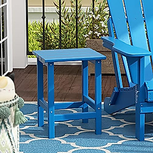 WestinTrends Outdoor Side Table, All Weather Poly Lumber Adirondack Small Patio Table Square End Table for Pool Balcony Deck Porch Lawn Backyard, Pacific Blue