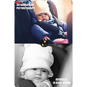 Baby Car Camera,FHD Enhanced 1080P 5 Inch Monitor Car Mirror Baby Rear Facing Seat Full View Infant Crystal Night Vision Goldencivetcat,with Plush & TF Card（64G PRO）