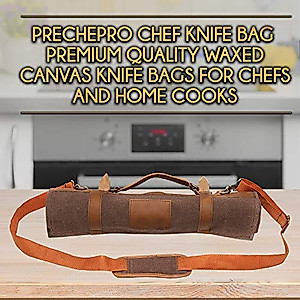 Prechepro (US Based Company Chef Knife Roll Bag With 10 Pockets, Tool Pouch And Leather Card Holder - Chef Knife Bag - Handmade Craftsmanship - Rugged Industrial Quality - Bag Only - No Knives