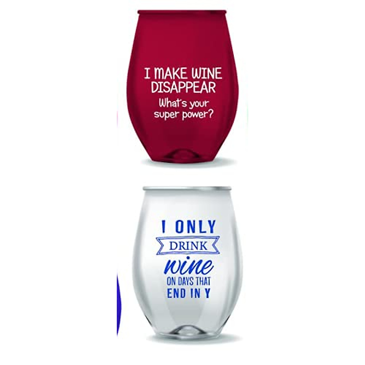 Pen Kit Mall PKM - Stemless Wine Glasses - Set of 12 - NOVELTY FUNNY SAYINGS - CAMPING -CHRISTMAS - NEW YEARS HALLOWEEN (NOVELTY FUNNY SAYINGS)